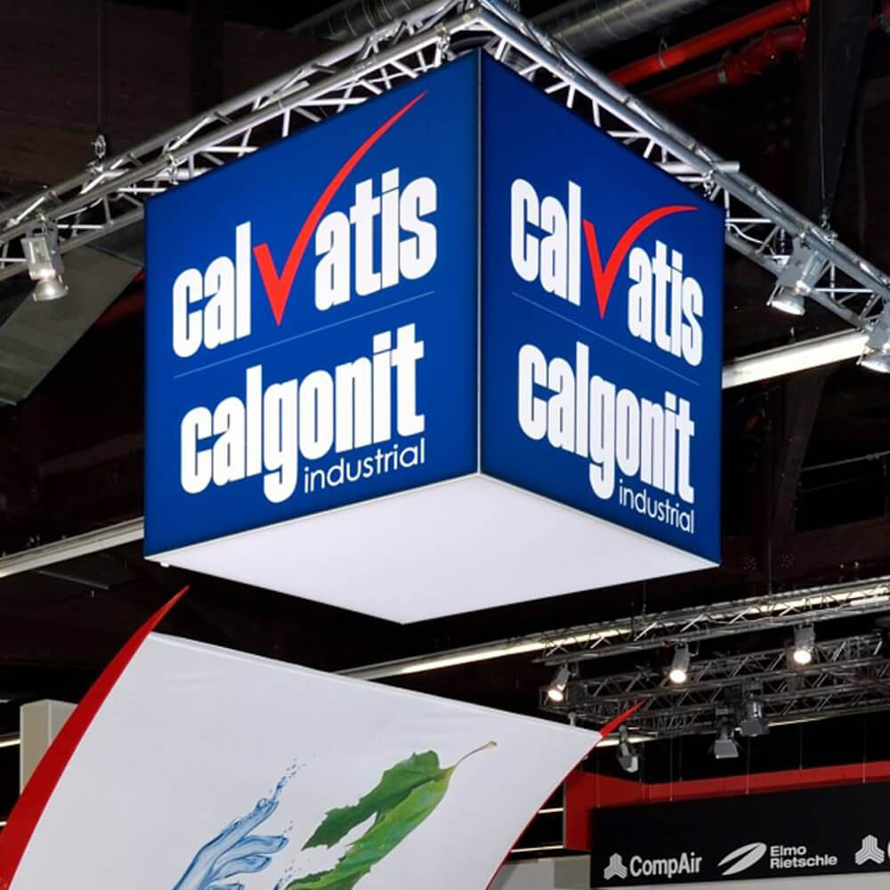 Trade fair ceiling danglers, trade fair cubes and trade fair ceiling ...